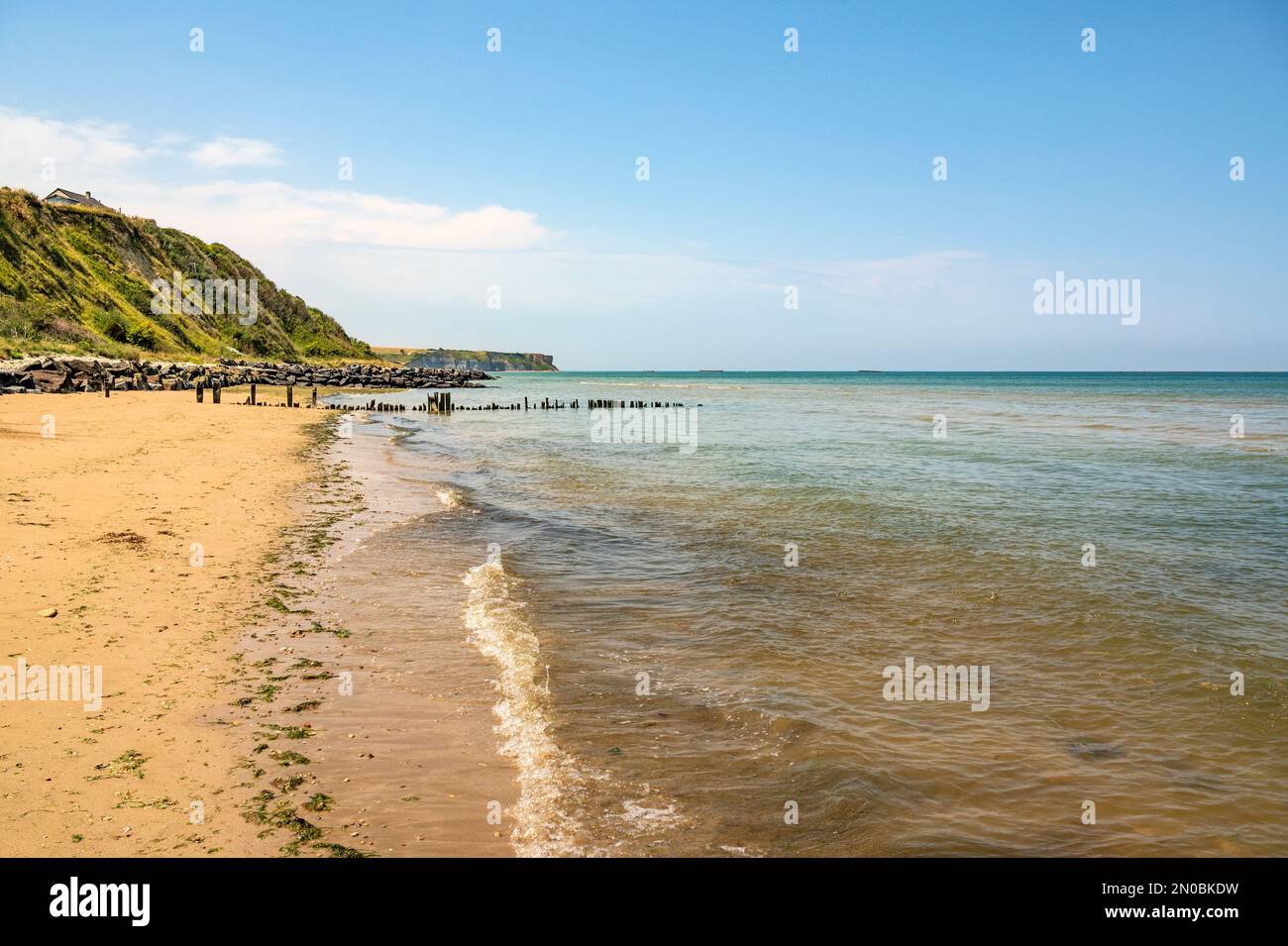 The coast of La Fontaine Saint-Côme at the landing beaches of Normandy ...