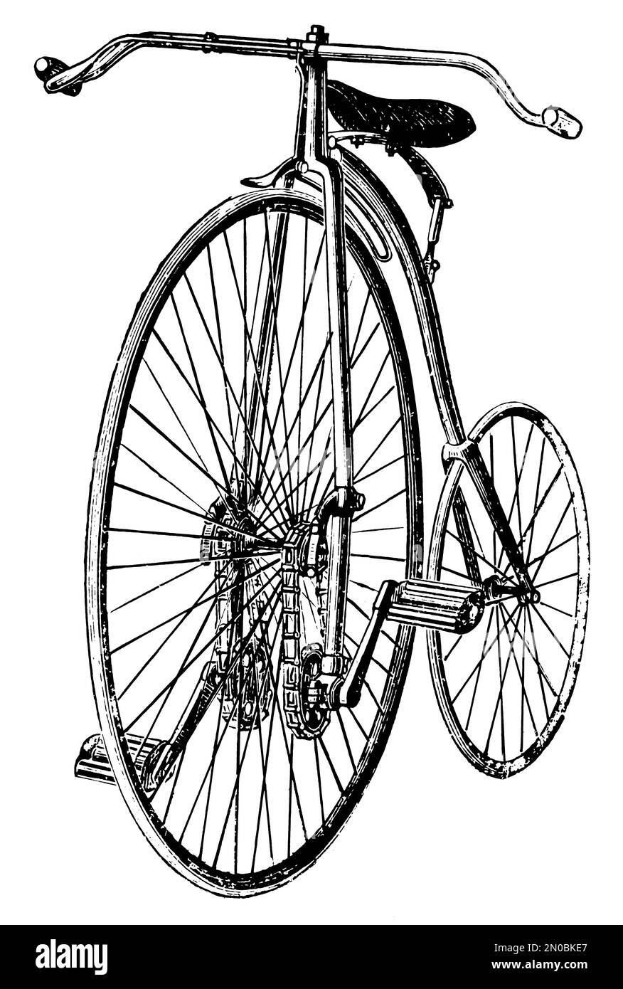 Vintage illustration of an early bicycle (isolated on white). Published ...