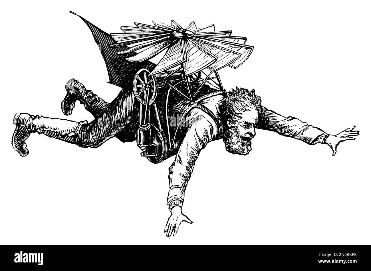 Victorian engraving flight man hi-res stock photography and images - Alamy