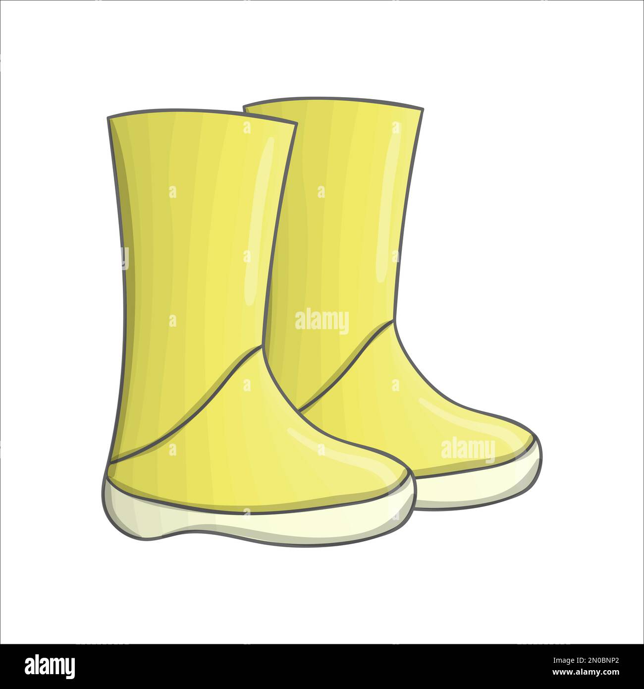 Vector rubber boots illustration. Autumn yellow footwear picture Stock ...