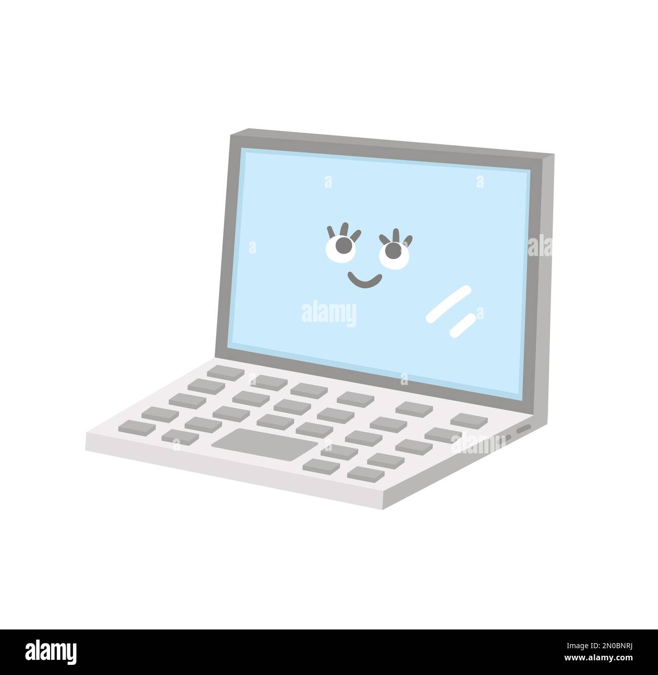 Vector kawaii laptop illustration. Back to school educational clipart ...