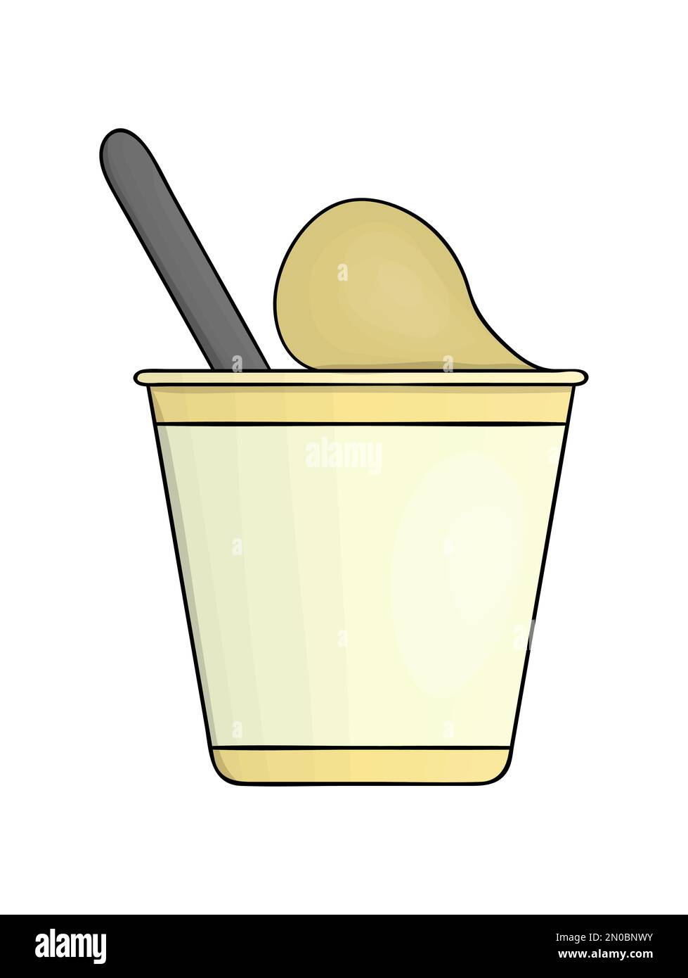 Vector colored yoghurt pack icon. Hand drawn organic fresh dairy ...