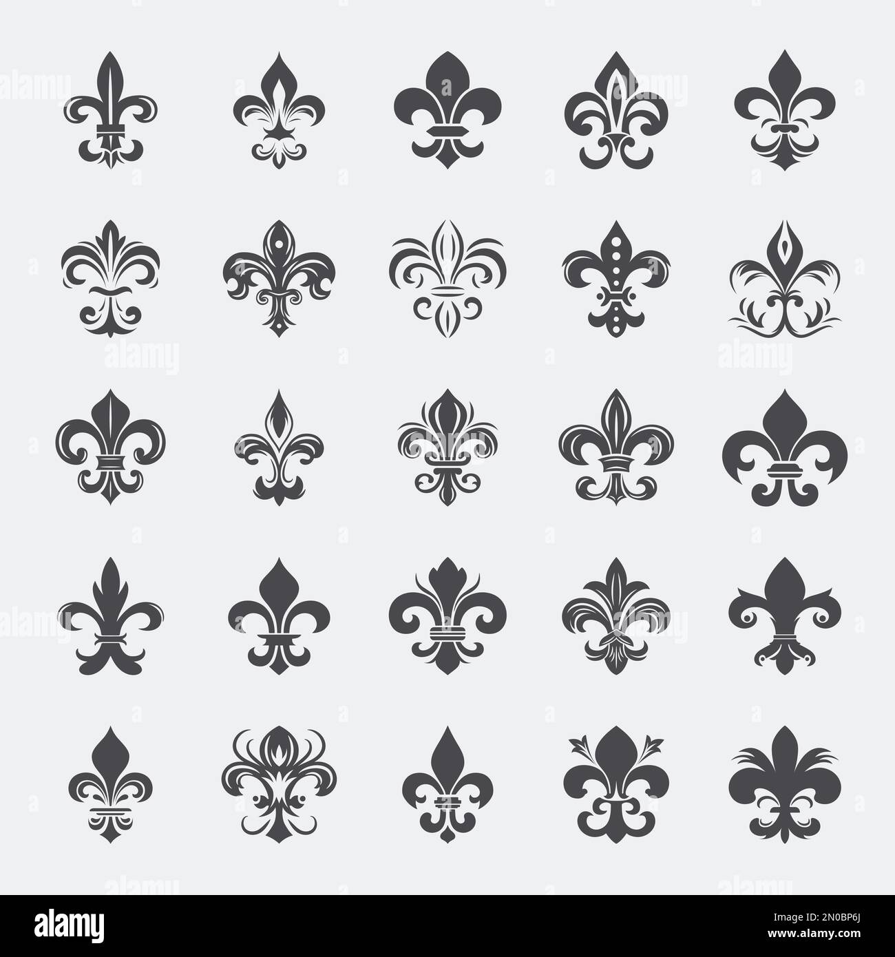 Fleur De Lis Set. Heraldic Lily Collection, Vector Illustration Stock ...