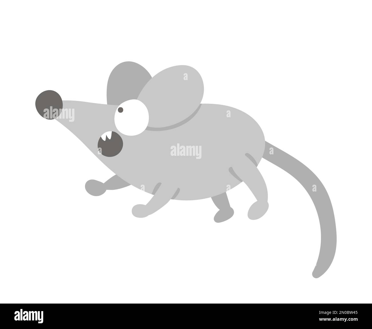 Vector cartoon style flat funny scared mouse isolated on white ...