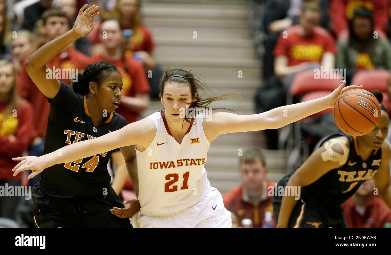 Iowa State guard Bridget Carleton drives around Texas guard Ariel ...