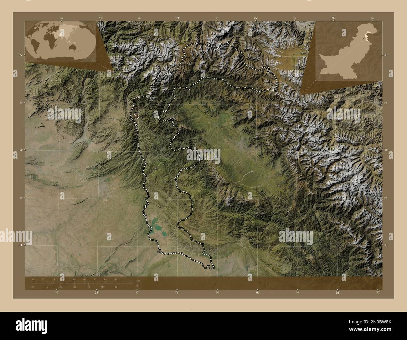 Azad Kashmir, centrally administered area of Pakistan. Low resolution ...