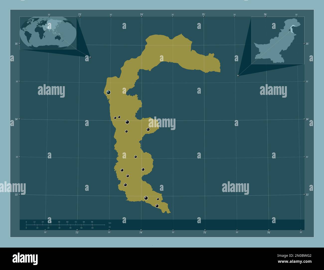 Azad Kashmir, centrally administered area of Pakistan. Solid color ...