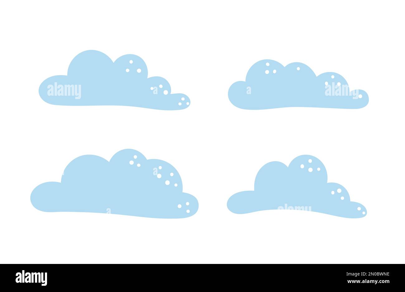 Vector set of cute blue flat style clouds. Funny cartoon sky ...