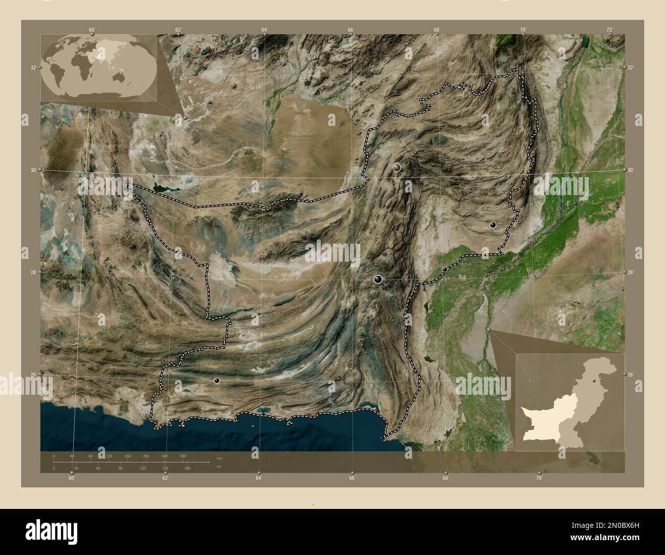 Baluchistan, province of Pakistan. High resolution satellite map ...