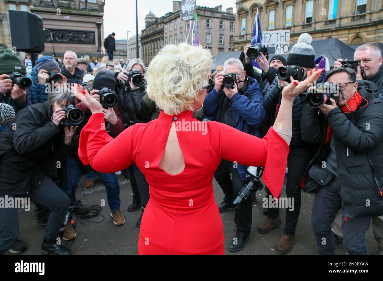 Glasgow, UK. 5th Feb, 2023. Several hundred people turned out in George ...