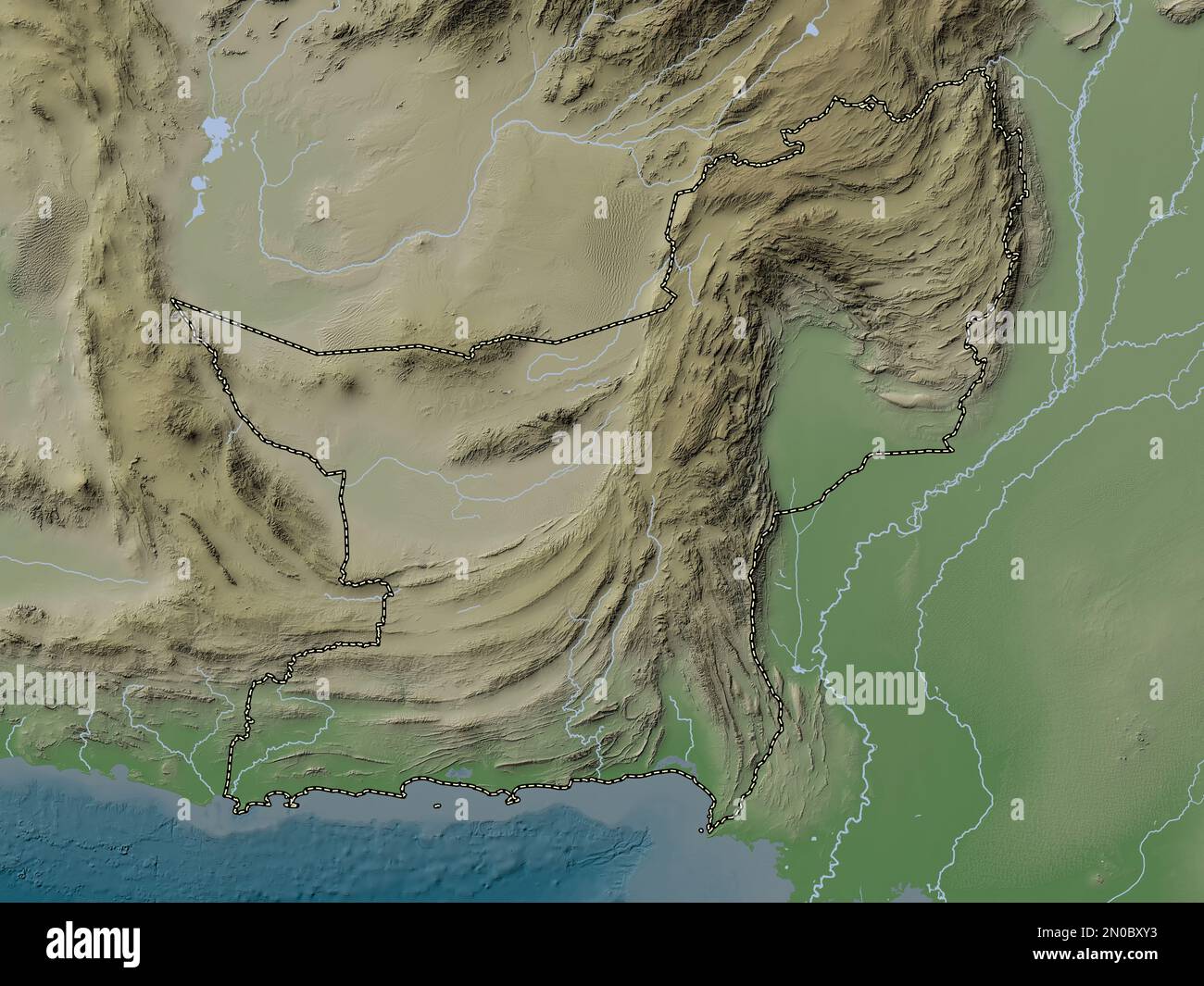 Baluchistan, province of Pakistan. Elevation map colored in wiki style ...