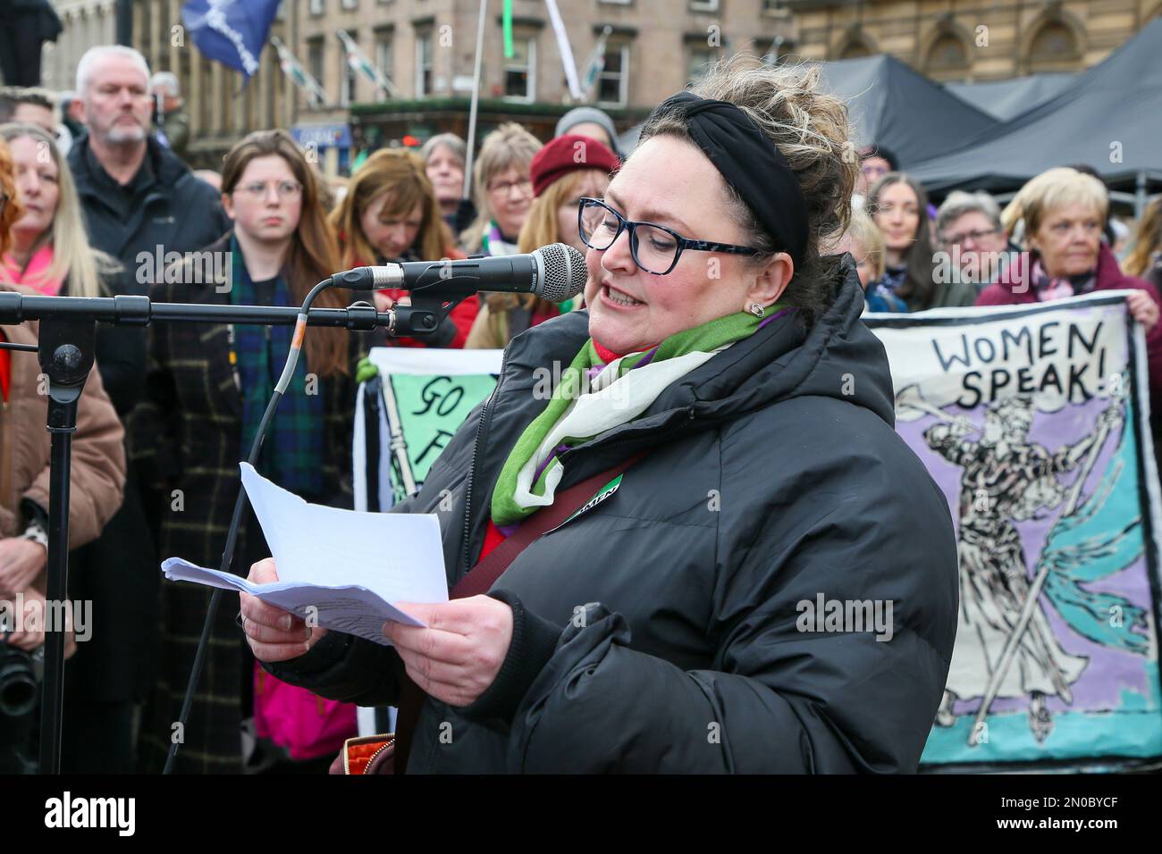 Glasgow, UK. 5th Feb, 2023. Several hundred people turned out in George ...