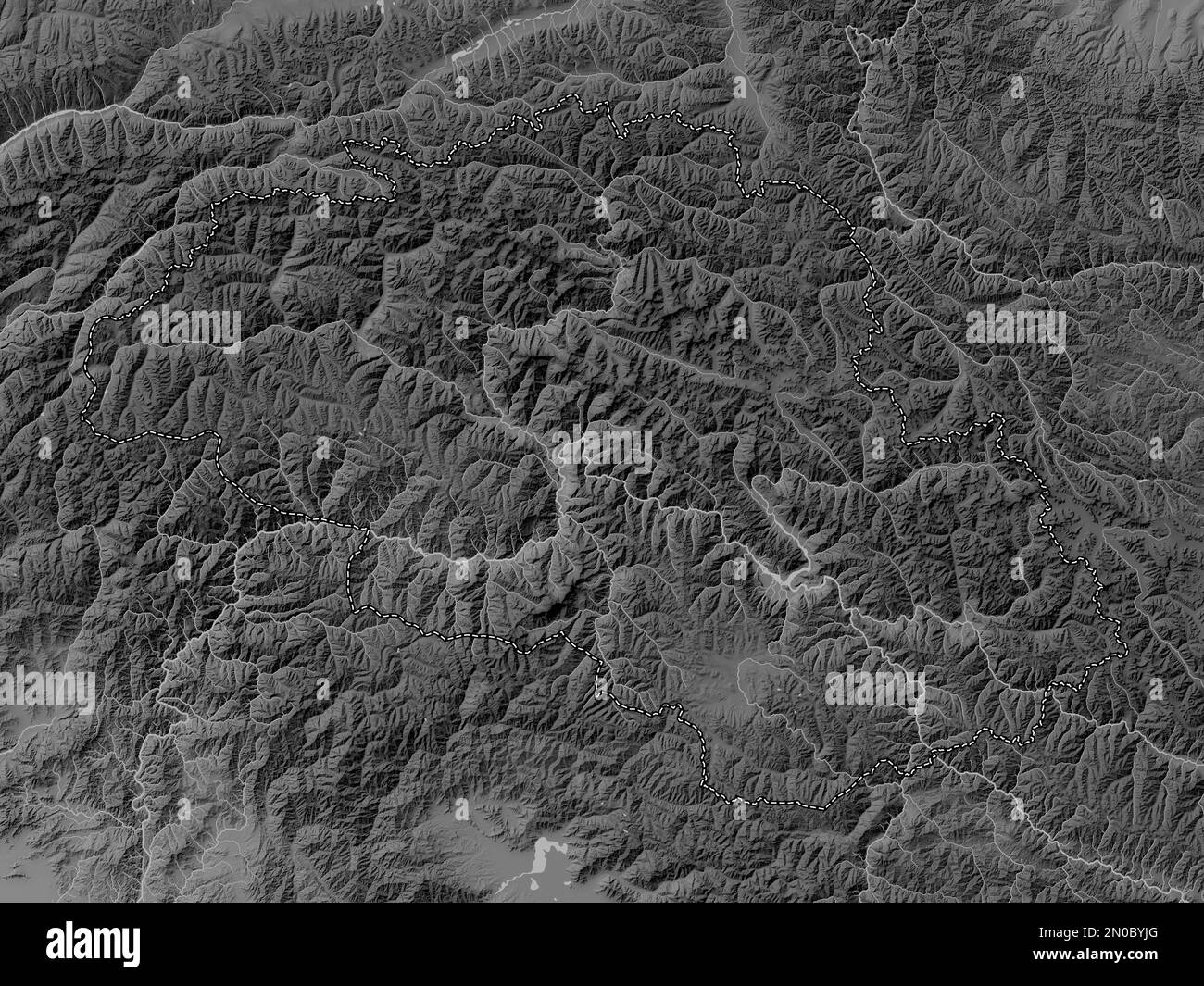 Gilgit-Baltistan, centrally administered area of Pakistan. Grayscale ...