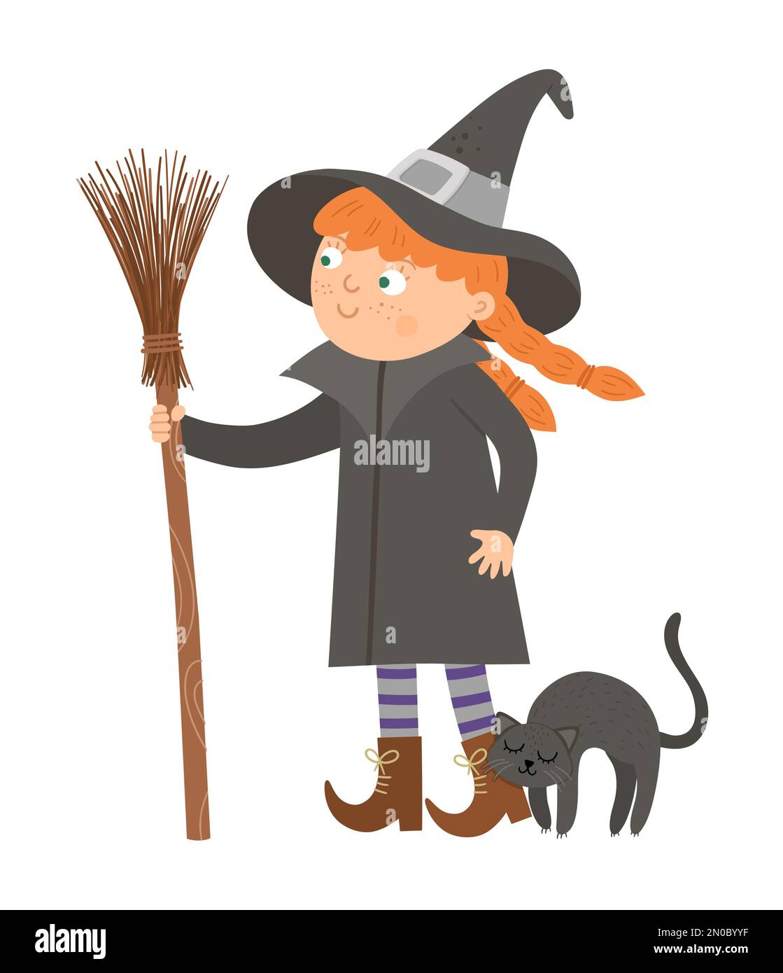 Cute vector witch. Halloween character icon. Funny autumn all saints ...