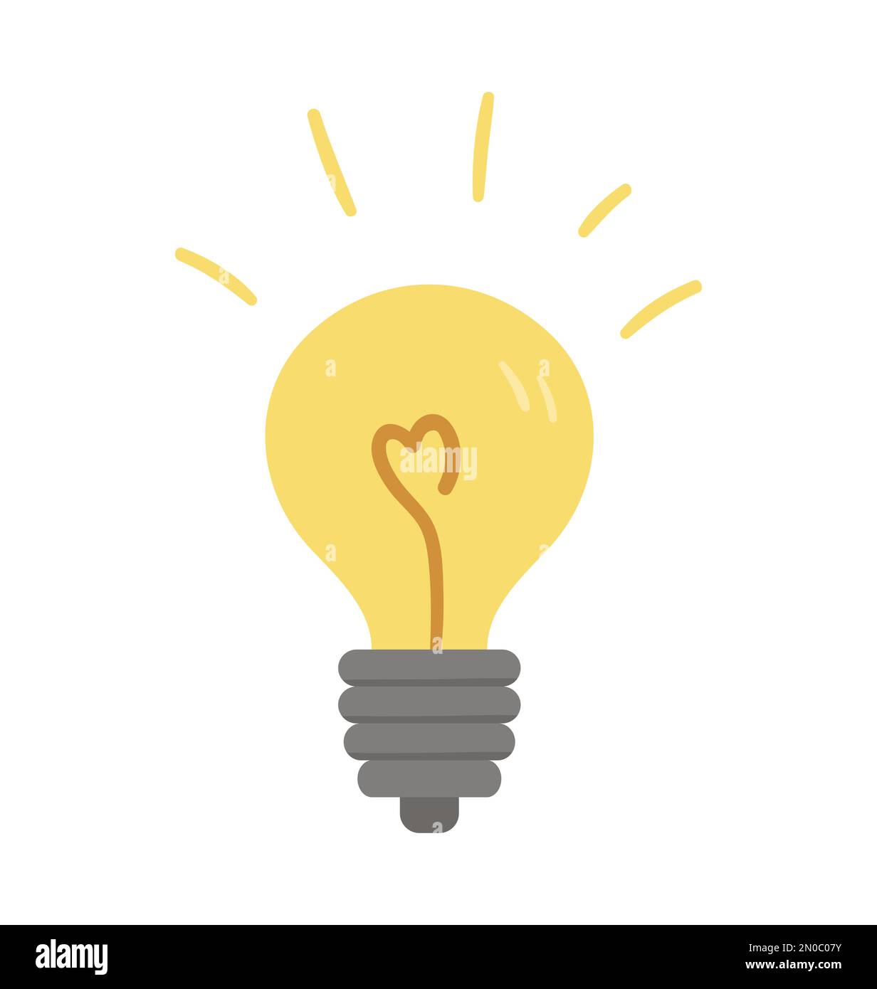 Vector light bulb icon. Back to school educational clipart. Cute flat ...