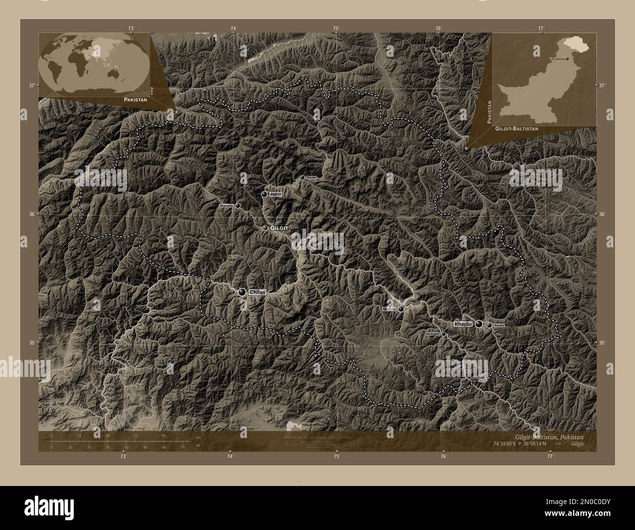 Gilgit-Baltistan, centrally administered area of Pakistan. Elevation ...