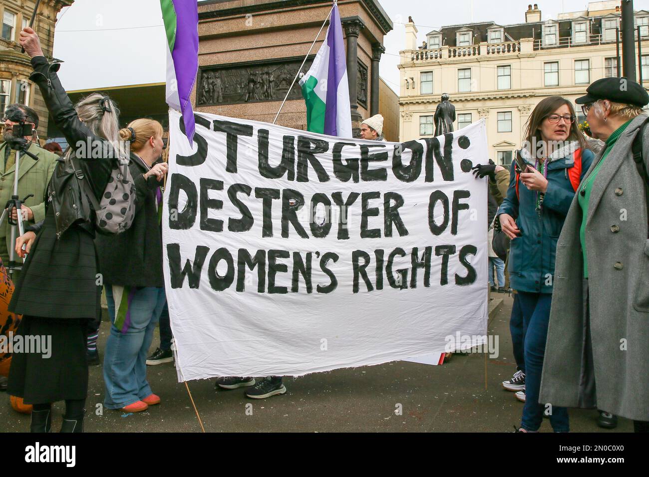 Glasgow, UK. 5th Feb, 2023. Several hundred people turned out in George ...