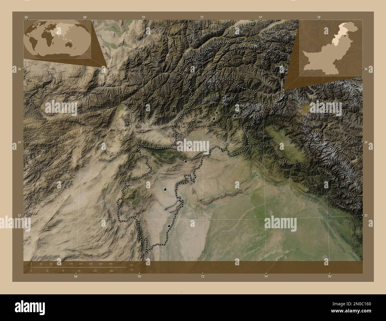 Khyber Pakhtunkhwa, province of Pakistan. Low resolution satellite map ...
