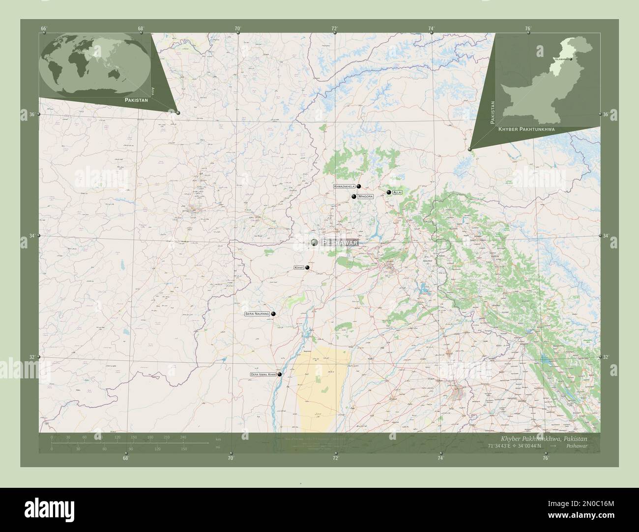 Khyber Pakhtunkhwa, province of Pakistan. Open Street Map. Locations ...