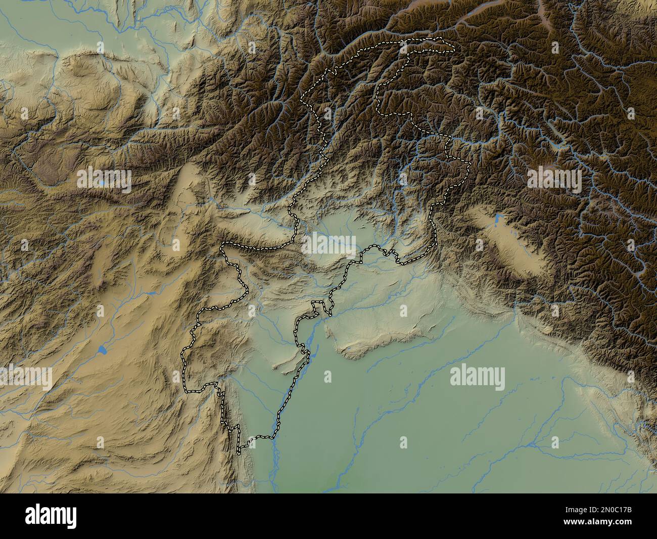 Khyber Pakhtunkhwa, province of Pakistan. Colored elevation map with ...