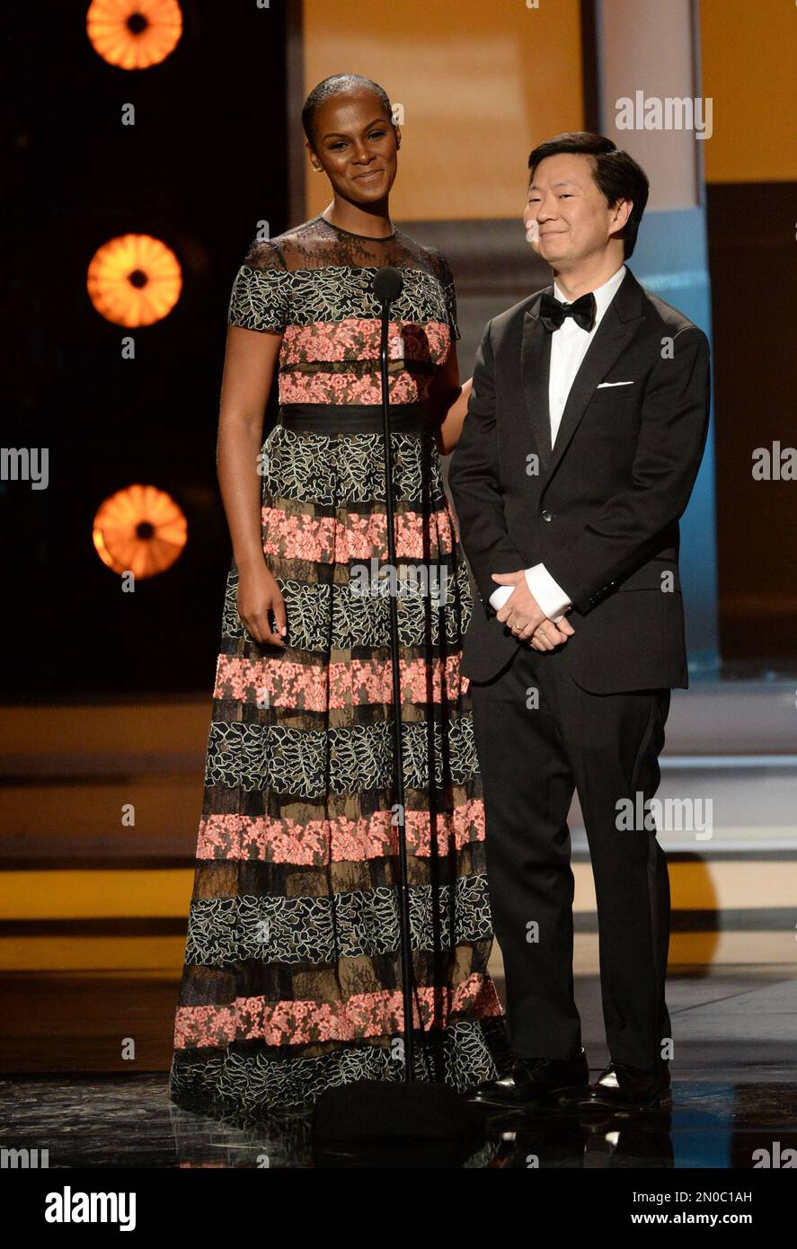 Tika Sumpter, left, and Ken Jeong present the award for outstanding ...