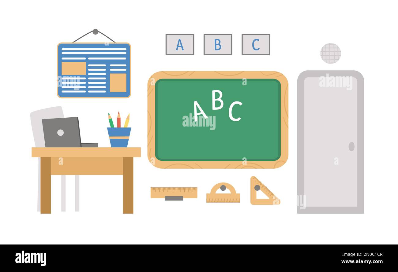 Vector empty school classroom illustration. Flat class room interior ...