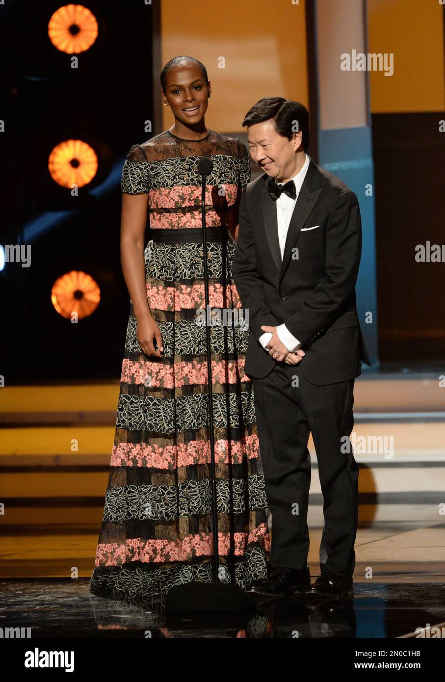 Tika Sumpter, left, and Ken Jeong present the award for outstanding ...