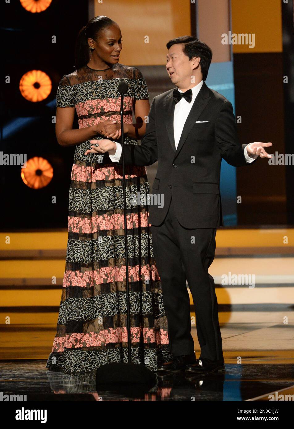 Tika Sumpter, left, and Ken Jeong present the award for outstanding ...