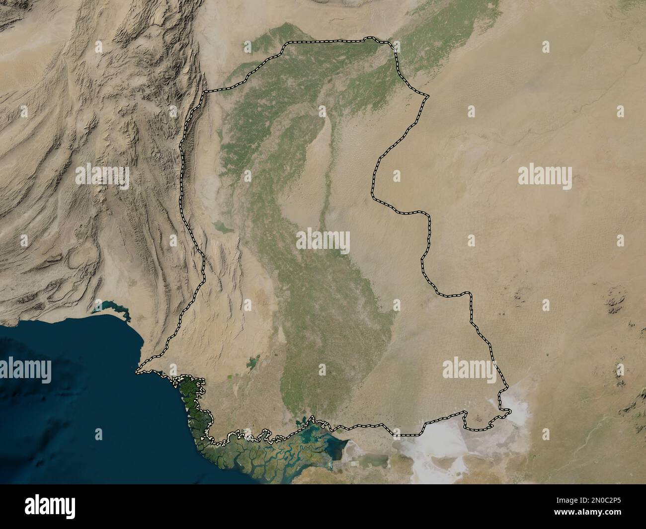 Sind, province of Pakistan. Low resolution satellite map Stock Photo ...