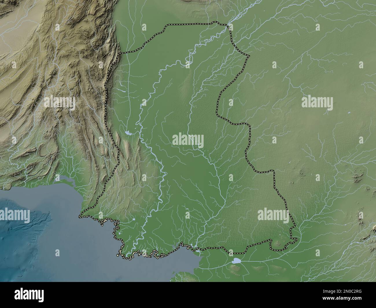 Sind, province of Pakistan. Elevation map colored in wiki style with ...