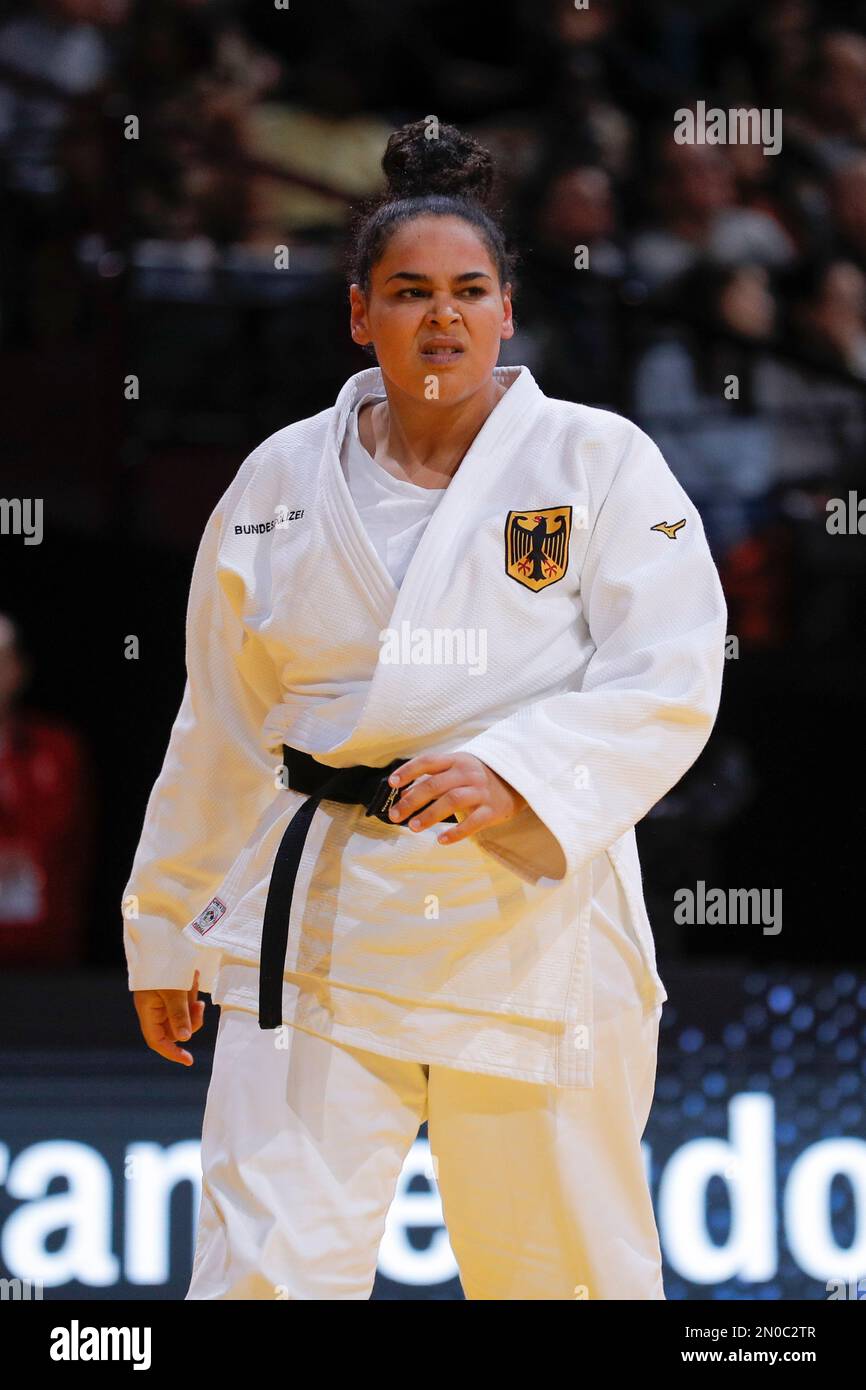 Samira Bouizgarne (GER) won against Akerke Ramazanova (KAZ) during the International Judo Paris ...