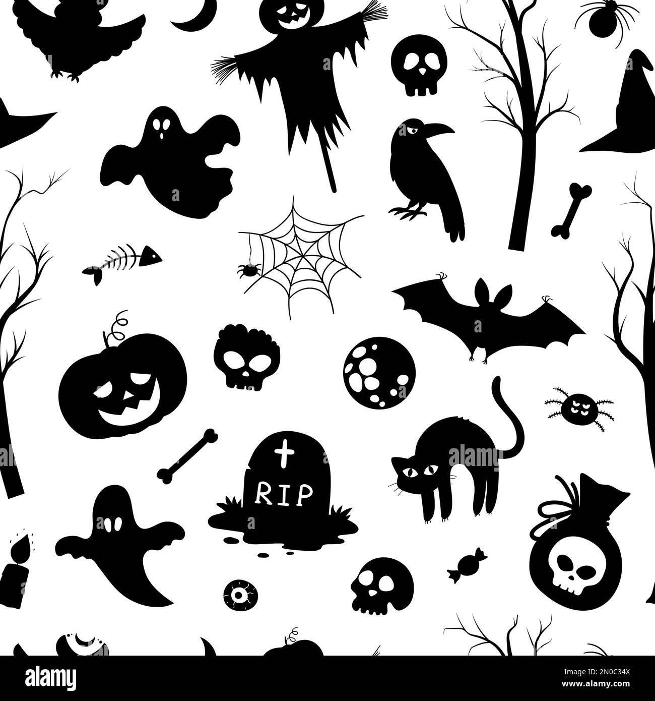 Jack o lantern wallpaper Black and White Stock Photos & Images - Alamy