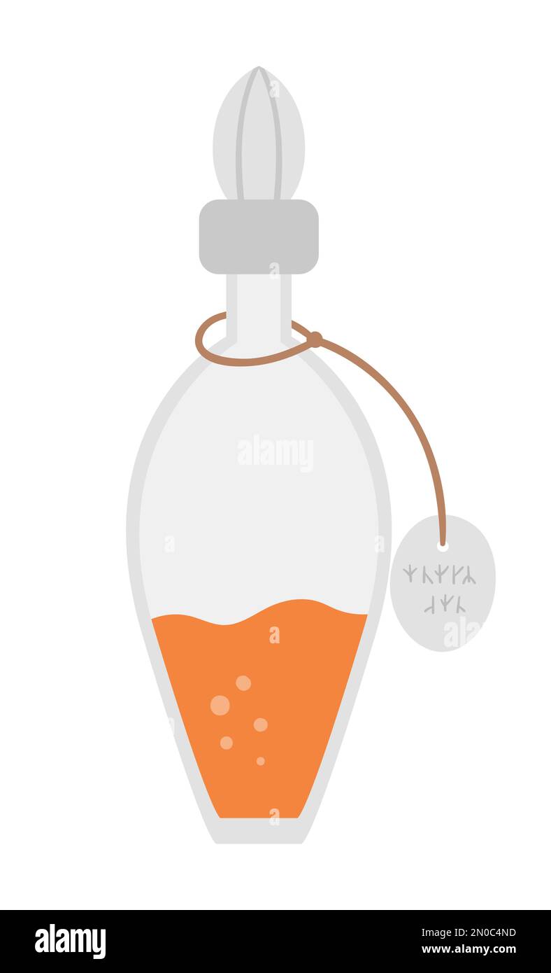 Vector bottle with orange magic potion. Cute witchcraft element ...