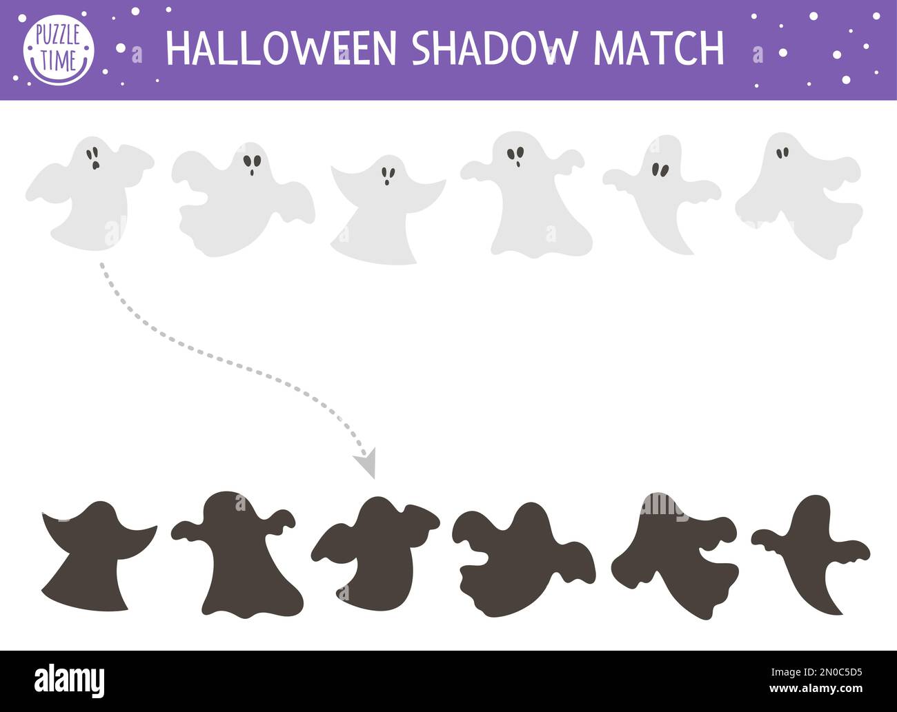 Halloween shadow matching activity for children. Autumn puzzle with ...