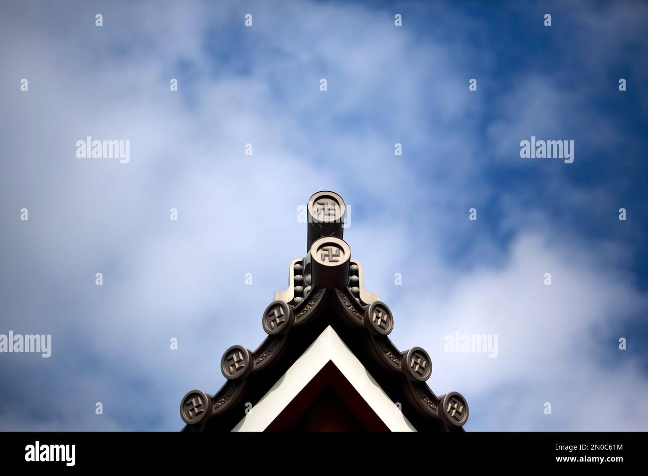 In this Thursday, Feb. 3, 2016 photo, the roof end tiles marked with ...