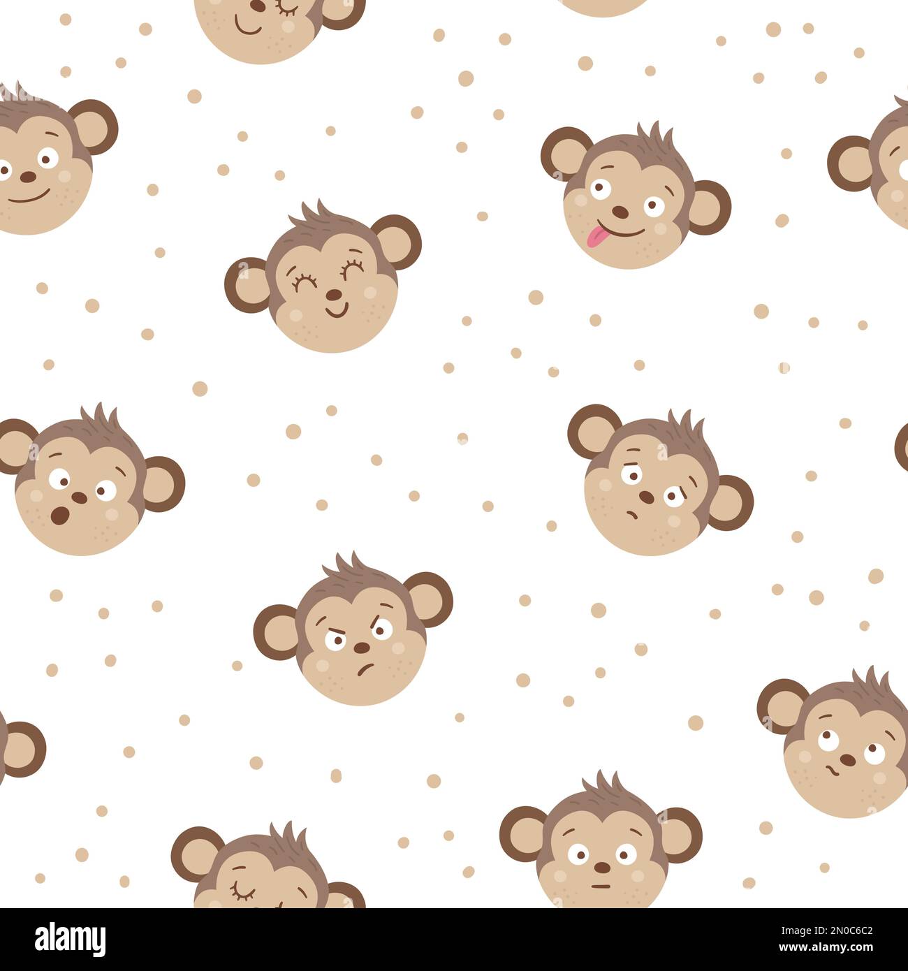 Vector monkey faces with different emotions. Set of animal emoji ...