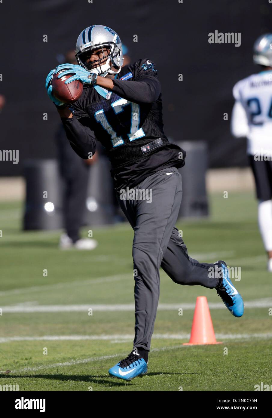 Carolina Panthers wide receiver Devin Funchess (17) during a practice ...