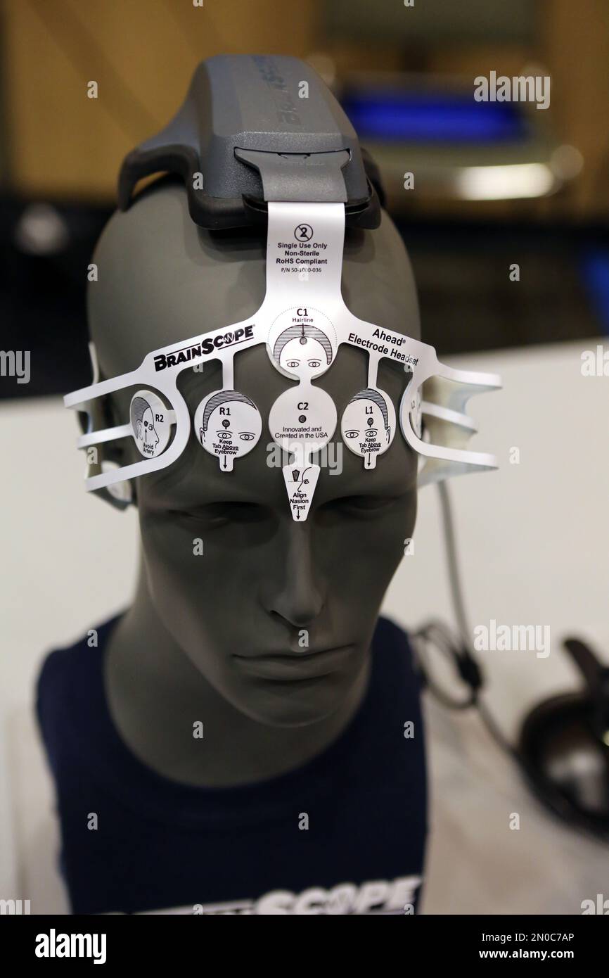 A BrainScope is on display during the NFL health and safety update and ...