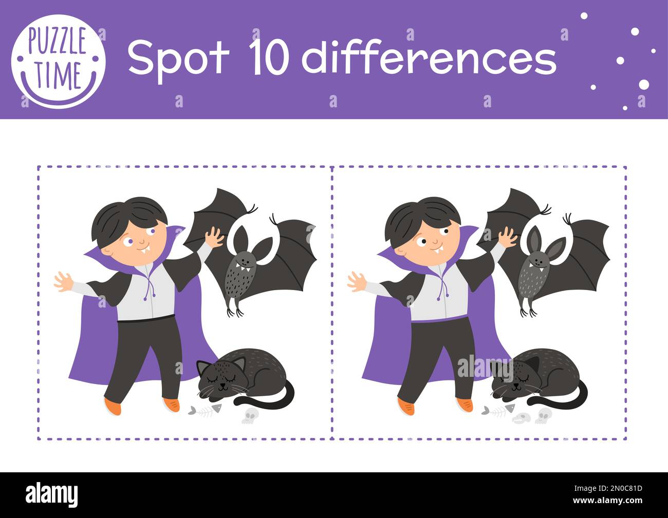 Halloween find differences game for children. Autumn educational ...
