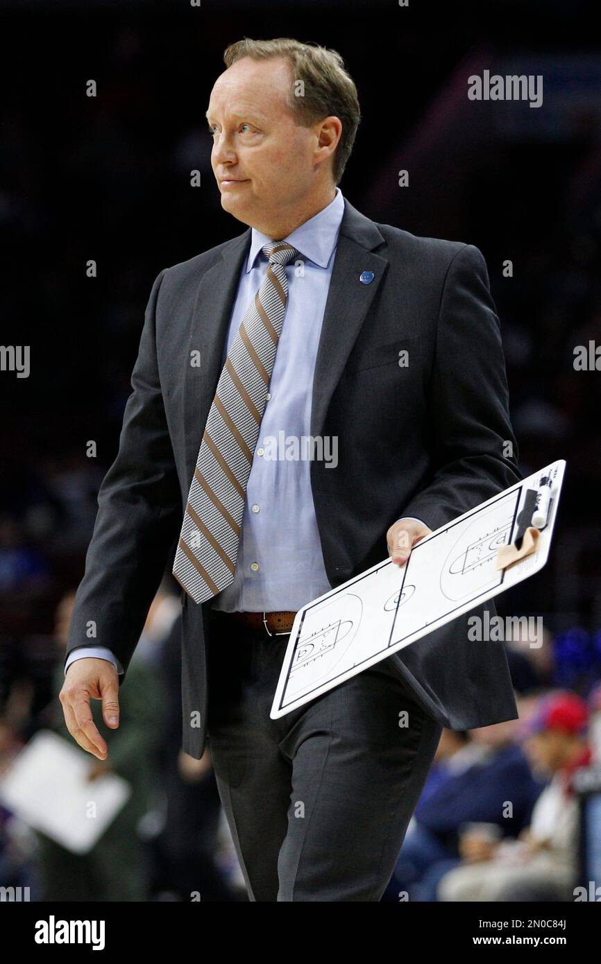 Atlanta Hawks' head coach Mike Budenholzer looks on during the second ...