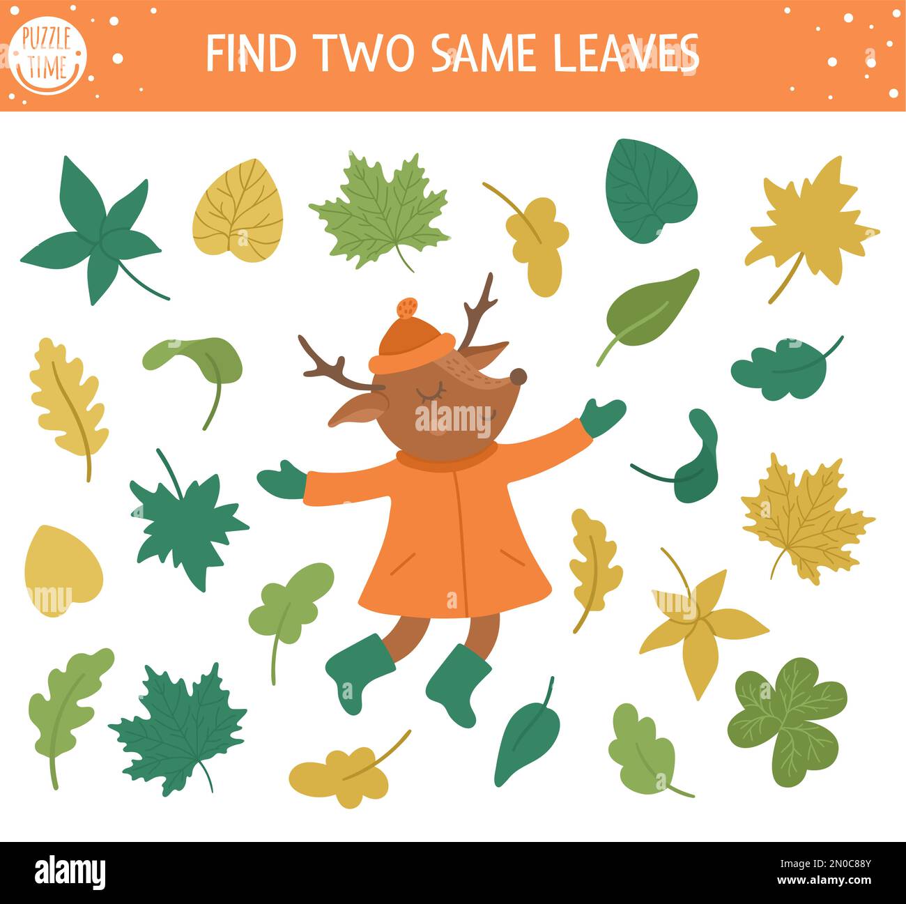 Find two same leaves. Autumn matching activity for children. Funny ...