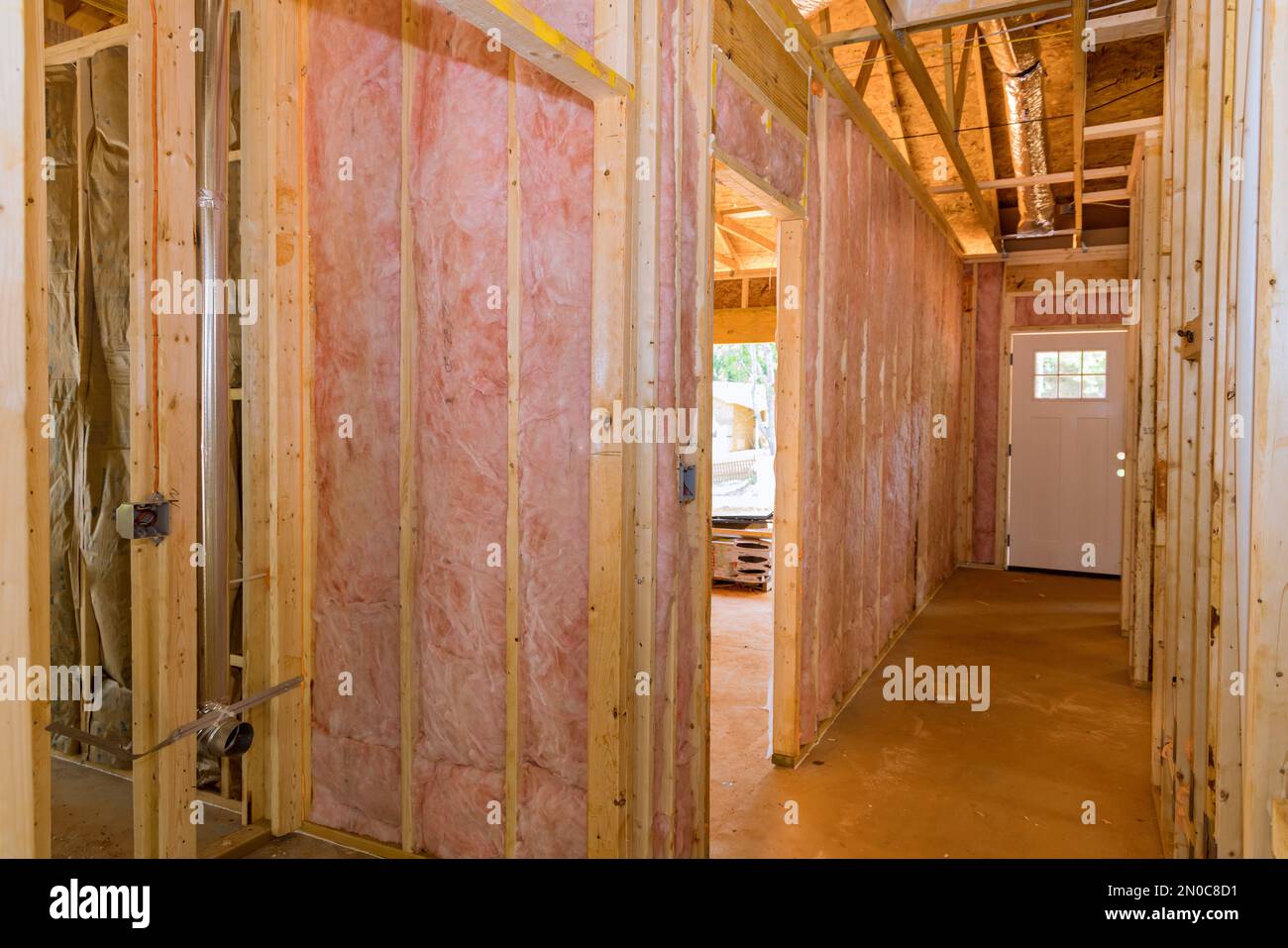 Communication lines and plumbing lines for newly constructed house are ...