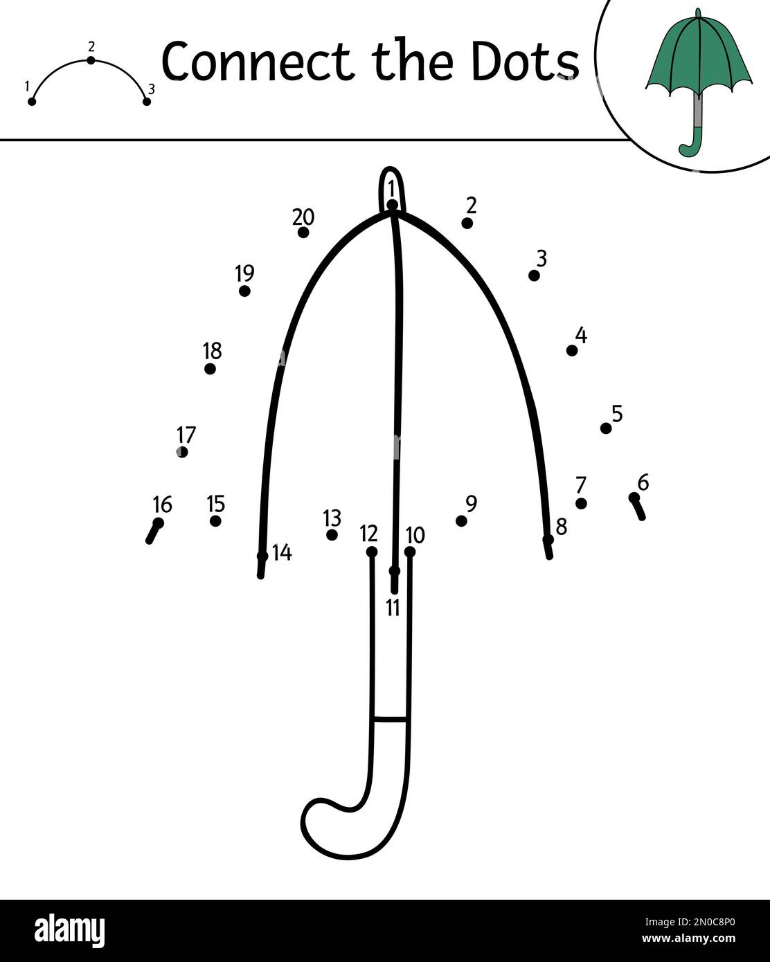 Vector autumn dot-to-dot and color activity with cute umbrella. Fall ...