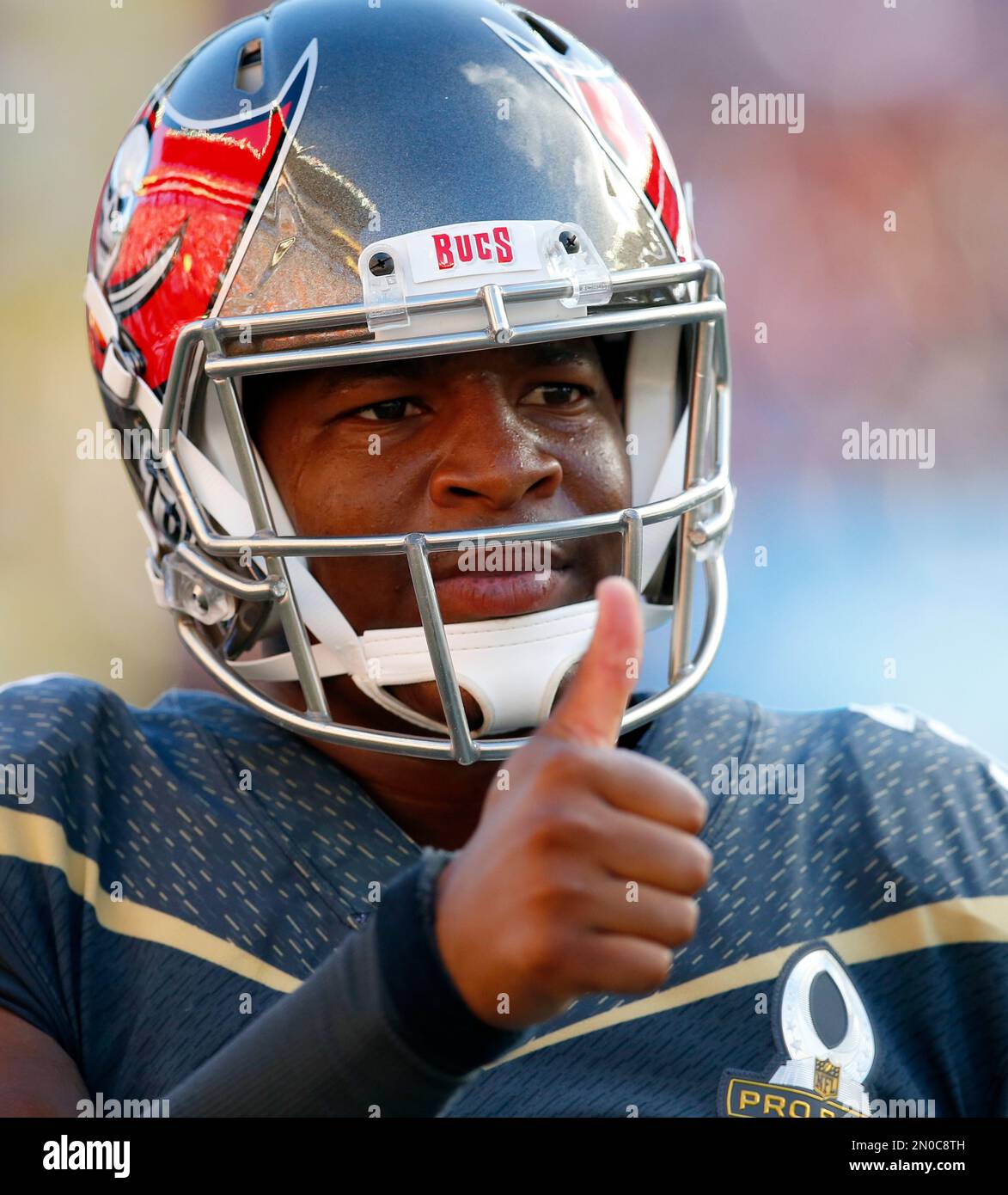 Tampa Bay Buccaneers quarterback Jameis Winston (3) gives a thumbs up ...