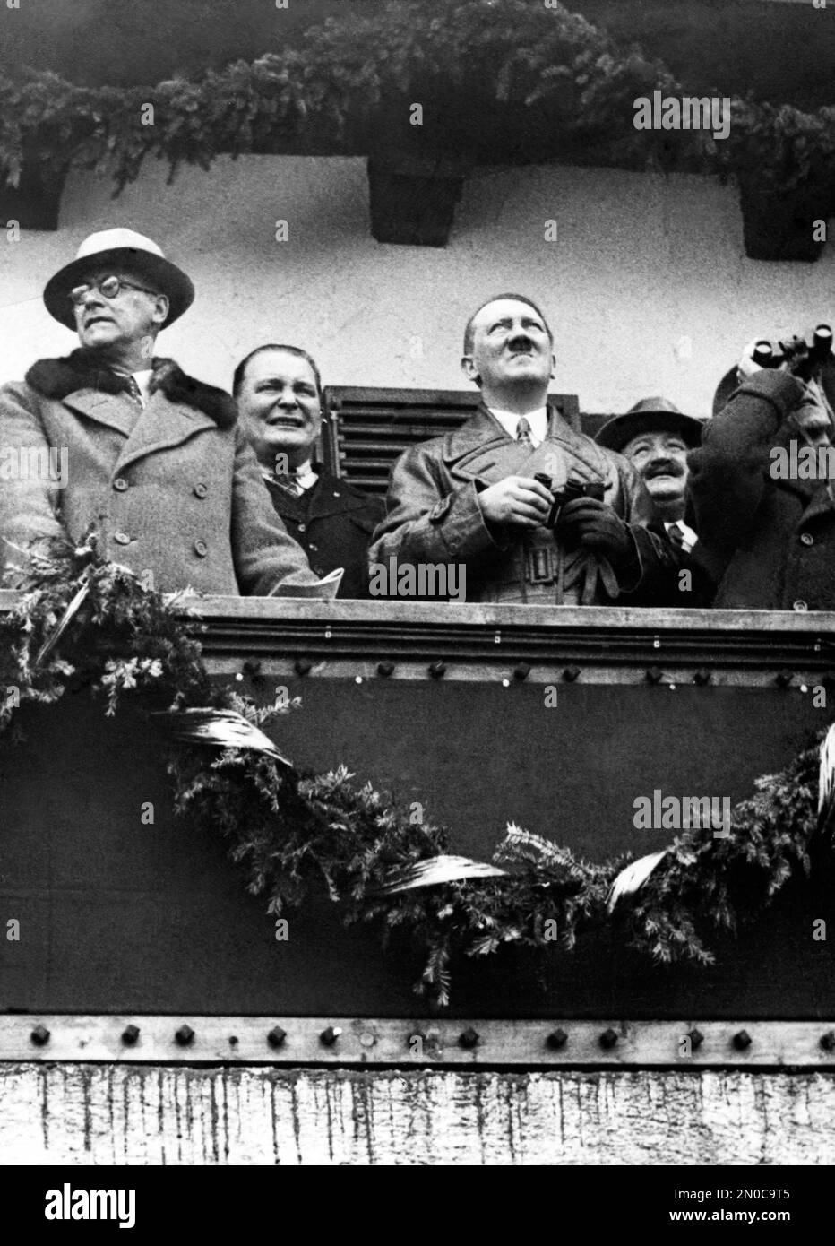 General Goering, Adolf Hitler and Dr Joseph Goebbels, with binoculars ...
