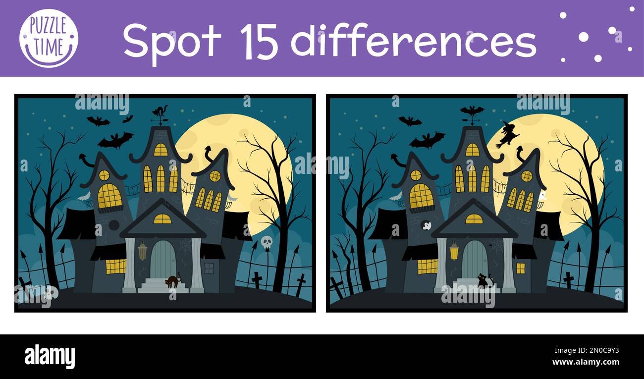 Halloween find differences game for children. Autumn educational ...