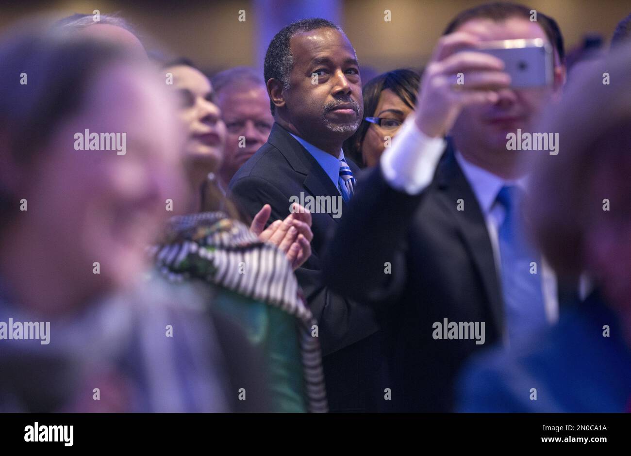 Republican presidential candidate Ben Carson, center, and his wife ...