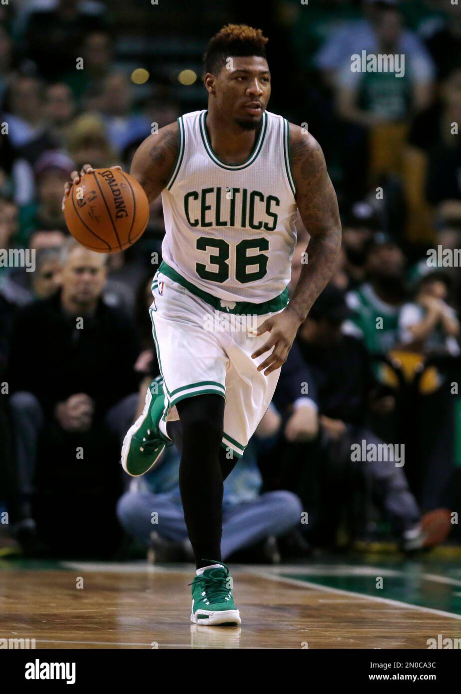 Boston Celtics guard Marcus Smart (36) during the first quarter of an ...
