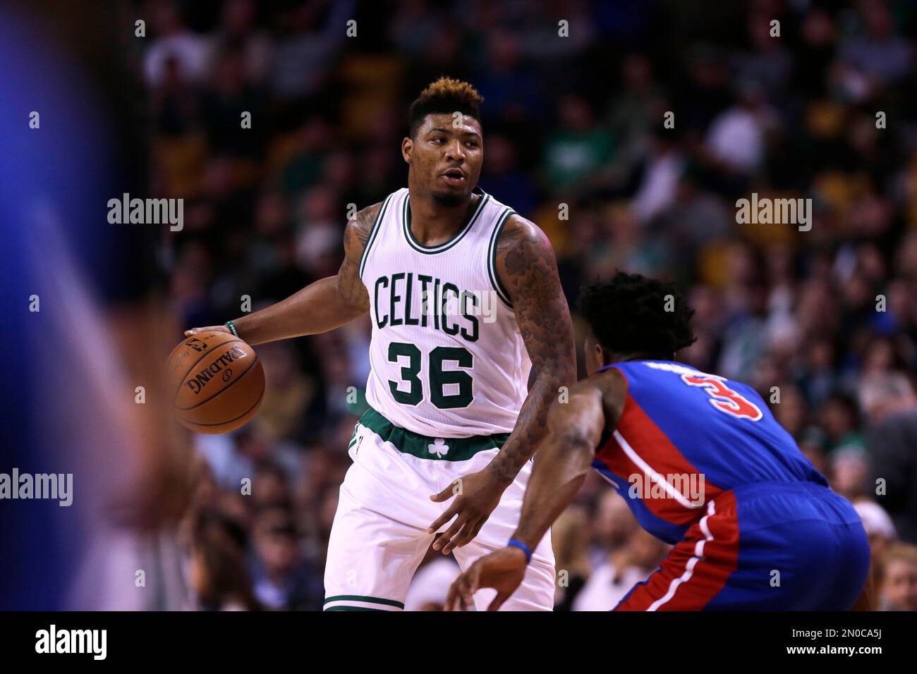 Boston Celtics guard Marcus Smart (36) during the second quarter of an ...