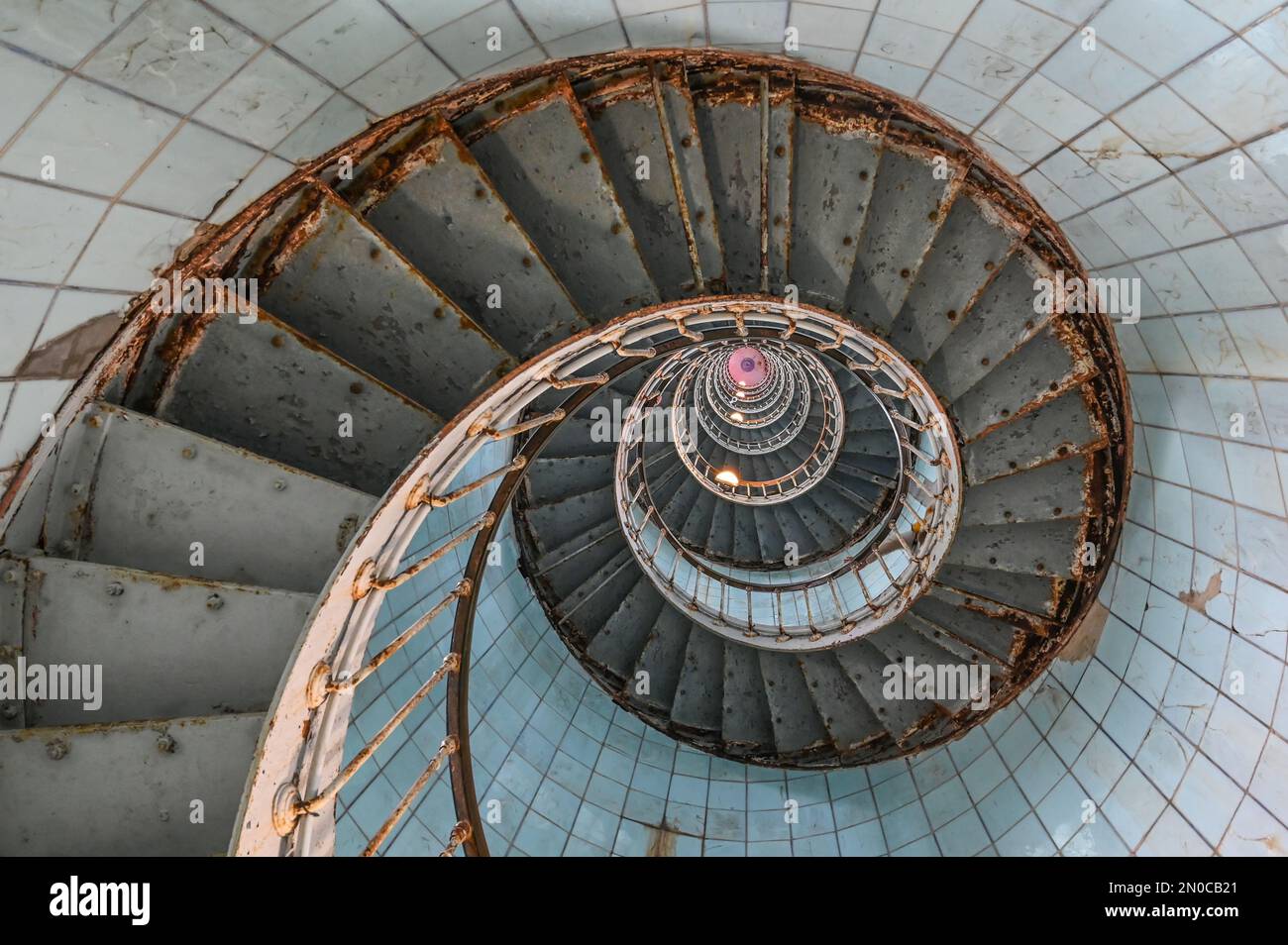 The staircase of the lighthouse Phare de la Coubre, the fifth-highest ...
